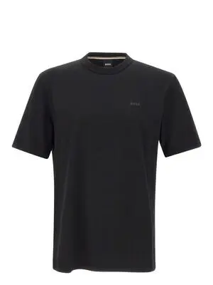 Hugo Boss Logo Embroidered Short-sleeved T-shirt - Black