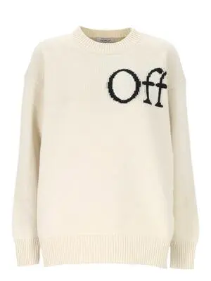 Off-White Logo Intarsia Crewneck Jumper - White