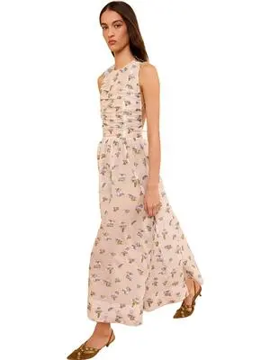 Ulla Johnson Fleurine Floral Fil Coupé Organza Midi Dress - Violet Leaf