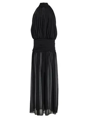 DE LA VALI Cruz Crepe Tie-neck Maxi Dress - Black
