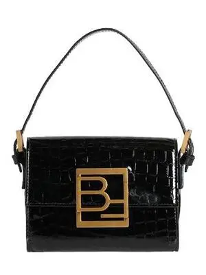 By Far Patent Leather Crocodile-print Flap Handbag - Black