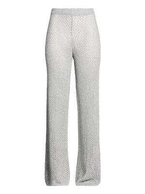 VICOLO Straight-leg Metallic Knit Pants - Silver