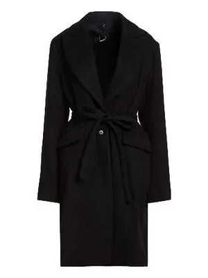 Masnada Single-breasted Wool, Cotton, Polyamide Coat - Black