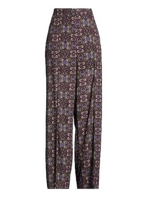 BABYLON Floral Print Crepe Wide-leg Pants - Brown