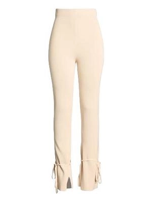 VICOLO Ribbed-knit High Waisted Pants - Beige