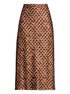 OTTOD'AME Multicolor Viscose Midi Skirt - Red