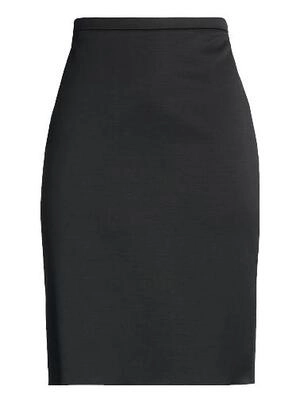 Emporio Armani Midi Skirt In Virgin Wool And Elastane - Black
