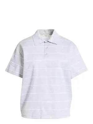 Peserico Striped Linen Cotton Polo Shirt - Grey