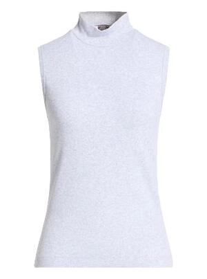 Peserico Sleeveless Turtleneck T-shirt In Light Cotton Elastane - Light Grey