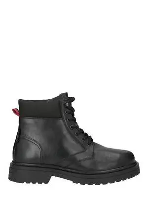 Tommy Hilfiger Leather And Textile Combat Boots - Black