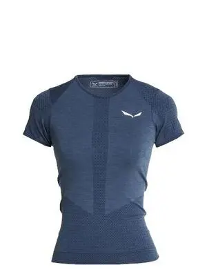 SALEWA T-shirt In Wool And Polyamide - Blue