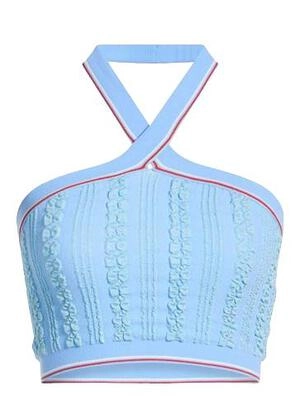MSGM Polyamide, Viscose, Elastane Crop Top - Light Blue