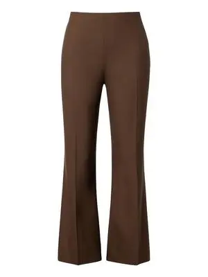 Khaite Khaite Walter Cropped Virgin Wool Flared Pants Brown