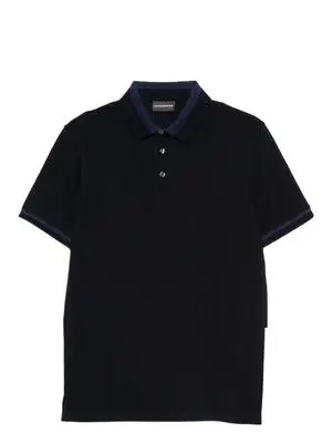 Emporio Armani Logo-detailed Short-sleeved Polo Shirt - Black