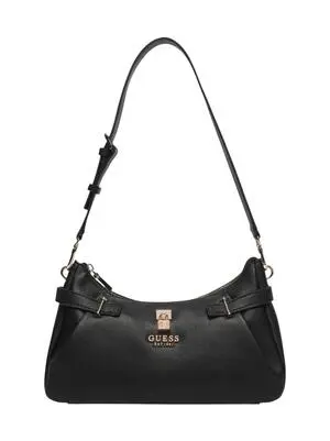 Guess Yesba Pebbled-effect Padlock Shoulder Bag - Black