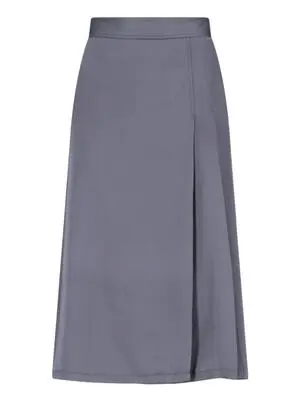 Aspesi Pleated Satin Maxi Skirt With Side Slit - Gray