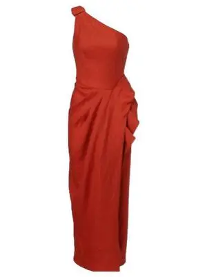 Johanna Ortiz One-shoulder Linen Gown - Red