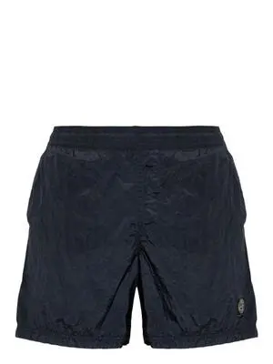 Stone Island Logo Patch Swim Shorts - Blue