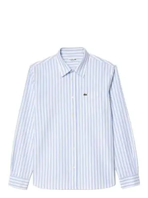 Lacoste Striped Regular Fit Oxford Shirt - Blue