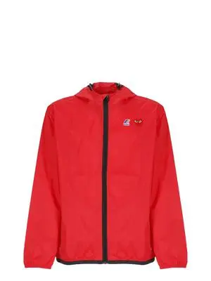 Play Comme Des Garcon Long-sleeved Hooded Jacket With Patches And Logo Prints - Red