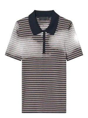 NILI LOTAN Nili Lotan Gemmatta Striped Polo Shirt Black