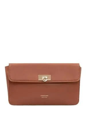 FERRAGAMO Harley Leather Shoulder Bag - Brown