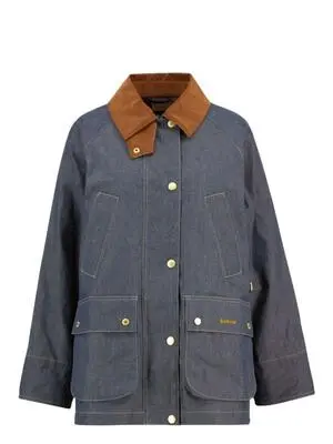Barbour Casual Denim Jacket With Patch Pockets - Blue