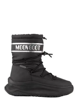 Moon Boot Lace-up Platform Snow Boots - Black/silver