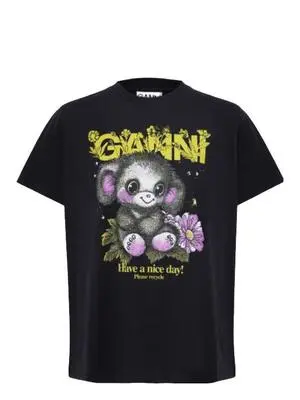 GANNI Printed Crewneck T-shirt - Phantom Black