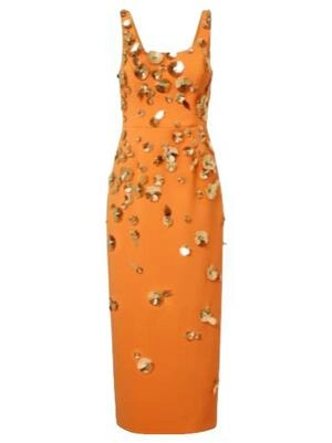 Carolina Herrera Floral Appliqué Gown - Orange