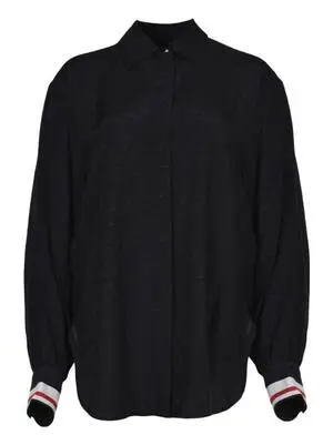 Pinko Long Sleeve Shirt With Striped Cuffs - Black