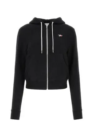 Maison Kitsuné Embroidered Fox Zip-up Hoodie - Black