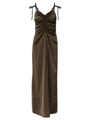 ROTATE BY BIRGER CHRISTENSEN V-neck Spaghetti Strap Gathered Maxi Dress - Green