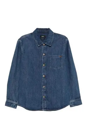 A.p.c. Logo Embroidered Denim Shirt Jacket - Blue