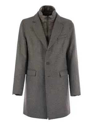 Herno Buttoned High Neck Long-sleeved Coat - Black