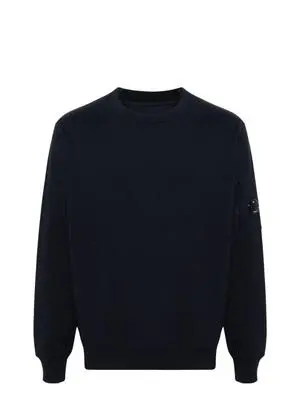 C.P. COMPANY Diagonal Raised Fleece Crewneck Lens Sweatshirt - Black