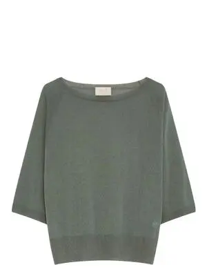 Marella Round Neck Short Sleeve Knitwear - Gray