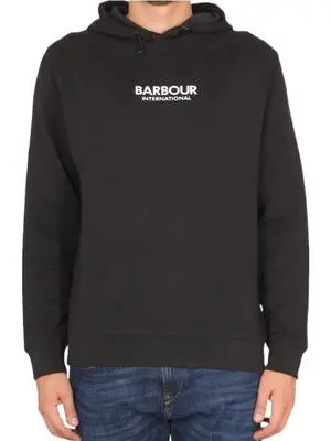 Barbour Logo Print Drawstring Hoodie - Black