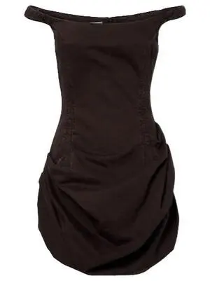 MAGDA BUTRYM Magda Butrym Gathered Off-Shoulder Denim Minidress