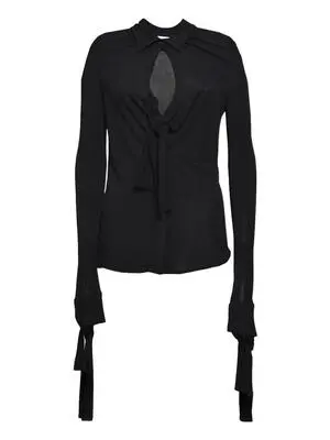 MSGM Draped Cut-out Detailed Shirt - Black