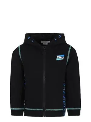 Stella McCartney Logo-print Contrast-stitch Hooded Jacket - Black