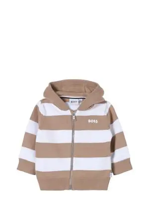 Hugo Boss Striped Knit Hoodie - Beige
