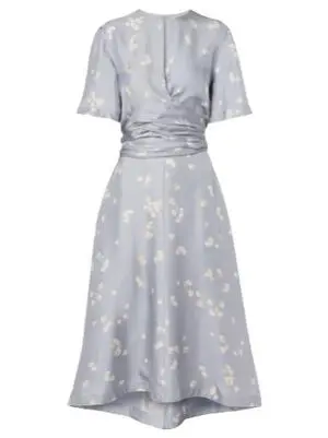 Altuzarra Kirsty Floral Draped Silk Midi Dress - Gray