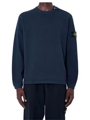 Stone Island Crewneck Sweatshirt With Sleeve Logo Patch - Black