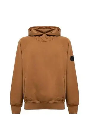 Stone Island Cotton Hoodie With Logo Patch - Brown