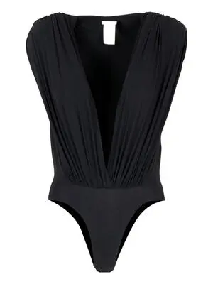 AMAZUIN Amazuìn Sleeveless V-Neck Bodysuit With Padded Shoulders
