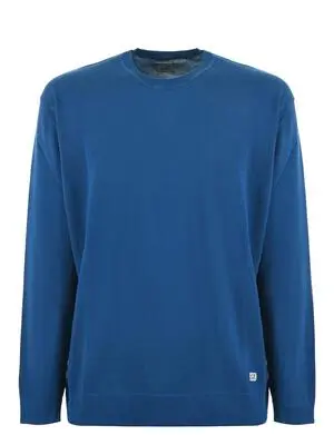 C.P. COMPANY Round Collar Long Sleeve Sweater - Blue