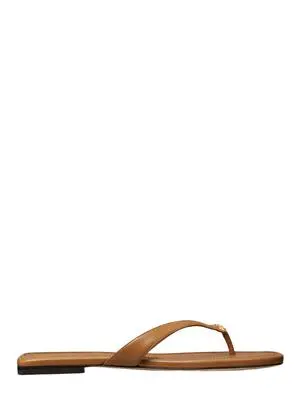 Tory Burch Logo Plaque Thong Sandals - Brown