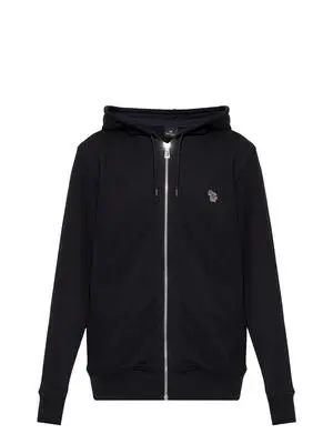 Paul Smith Ps Zebra Patch Zipped Drawstring Hoodie - Black