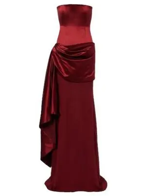 ALEX PERRY Alex Perry Draped Silk Strapless Gown